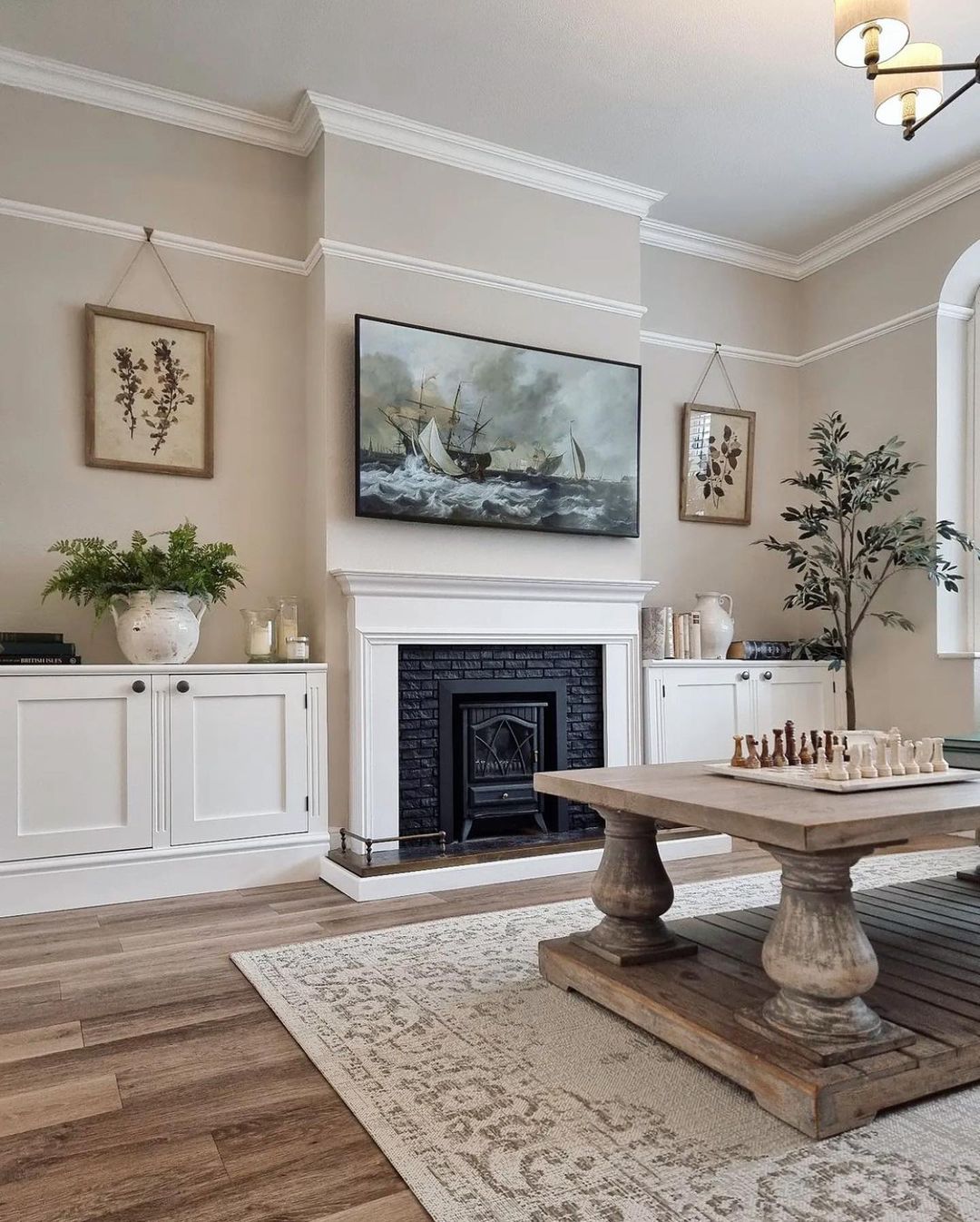 Fireplace alcove cupboards store